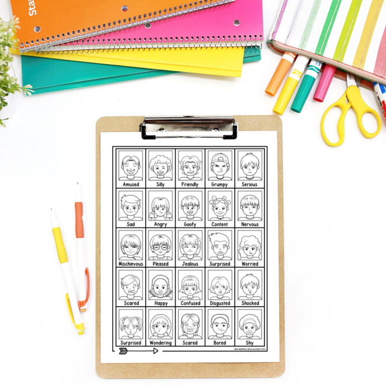 Identifying Feelings And Emotions | Face Trace Printer Friendly ...